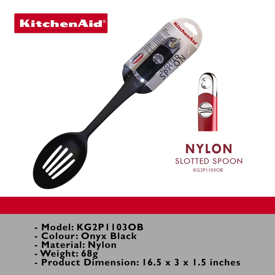 KitchenAid Nylon Slotted Spoon KG2P1104OB (Onyx Black) Bakeware ...